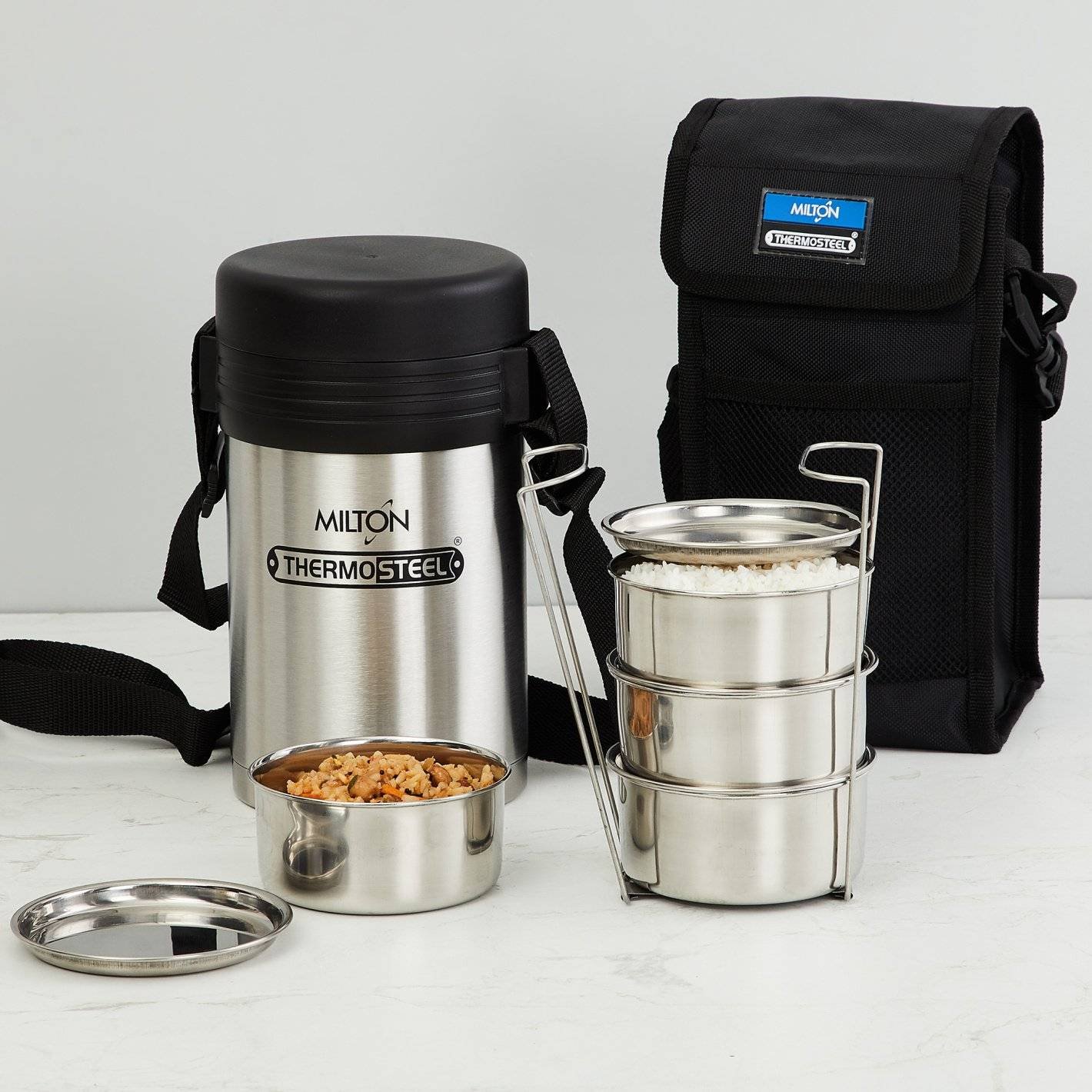 Milton 4 Container Tiffin Box Lunch Box With Carry Case Across Milton 4 Container Tiffin Box Lunch Box With Carry Case Across